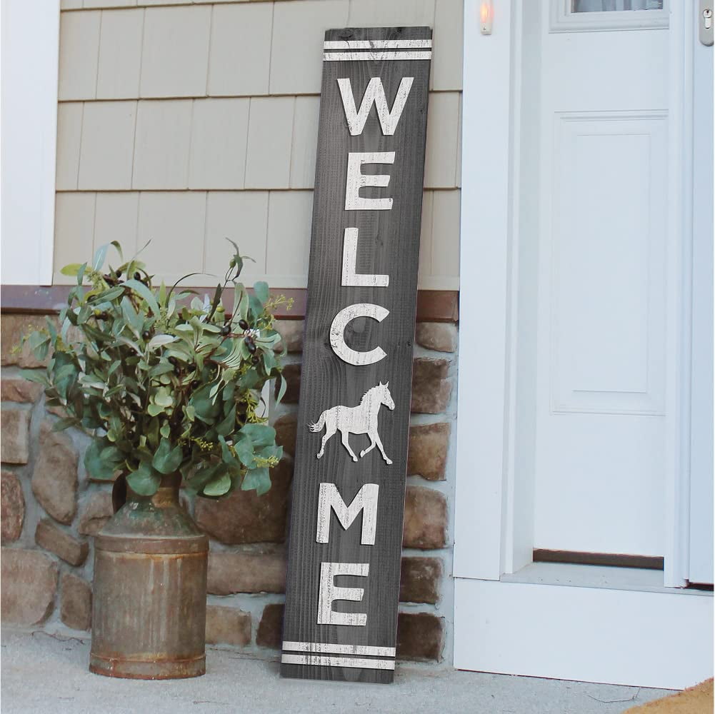 My Word! Welcome Gray and White with Horse Welcome Sign and porch ...