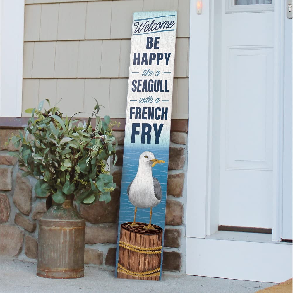 My Word! Welcome Be Happy Like A Seagull Porch Board Welcome Sign and ...