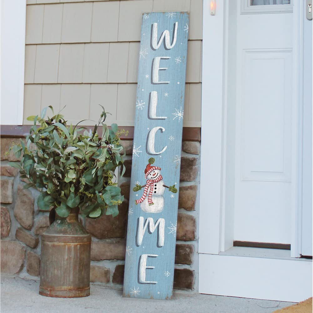 My Word! Welcome Happy Snowman w/ Scarf Porch Board Welcome Sign ...