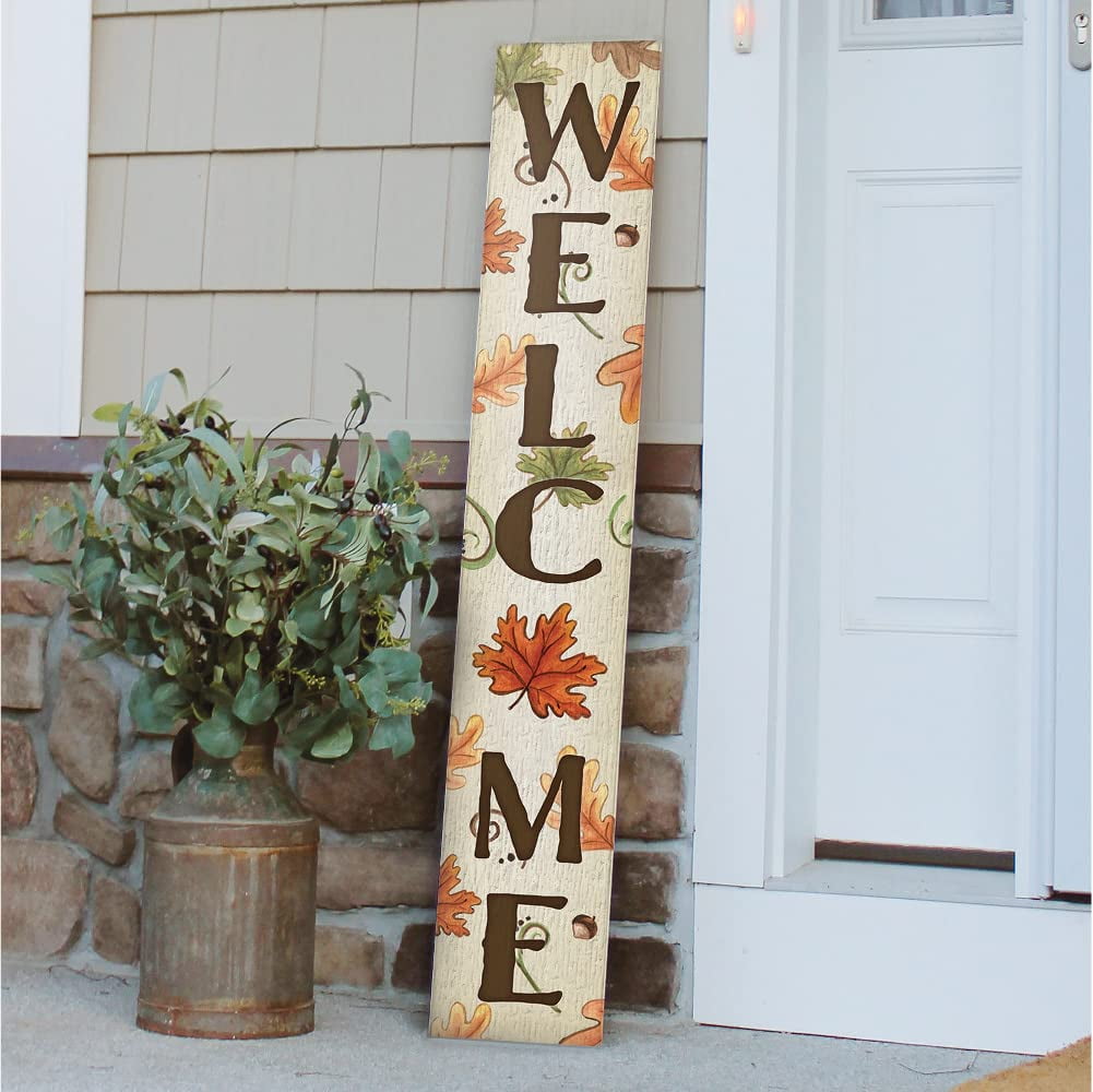 My Word! Welcome Leaves & Acorns Porch Board Welcome Sign & Porch ...