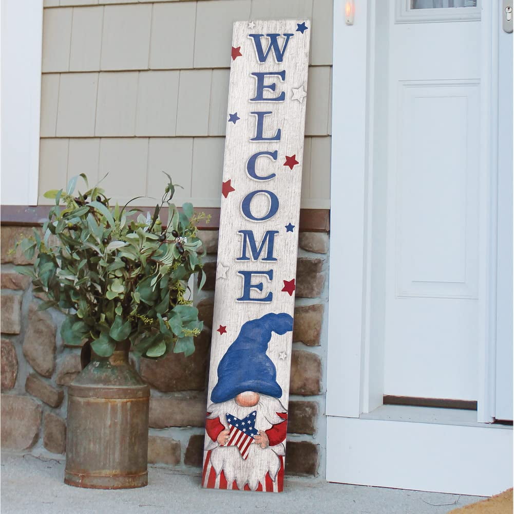 My Word! Welcome Patriot Gnome Porch Board Welcome Sign & Porch Leaner ...