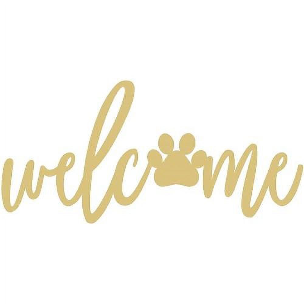 Word Welcome Paw Cutout Unfinished Wood Welcome Sign Front Door Décor ...