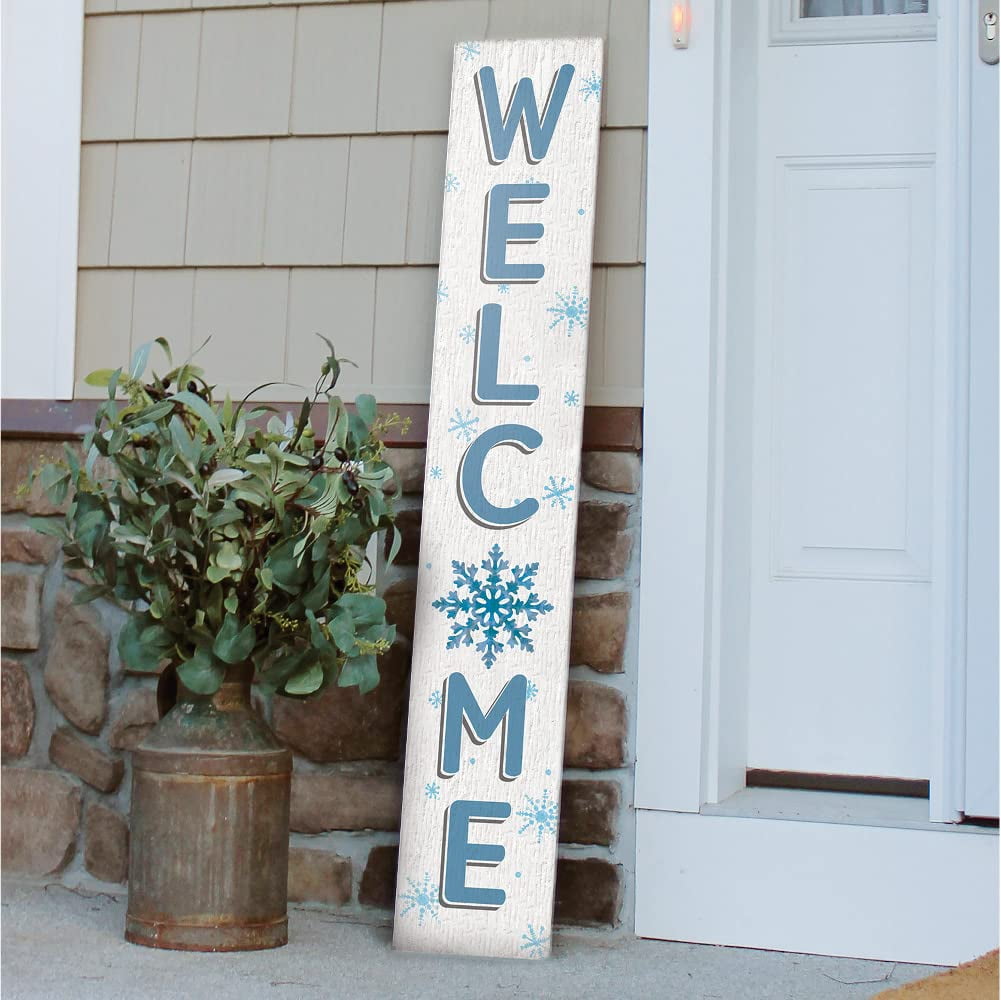 My Word, Snowflake Porch Board Welcome Sign, 8"x46.5", Indoor Outdoor ...