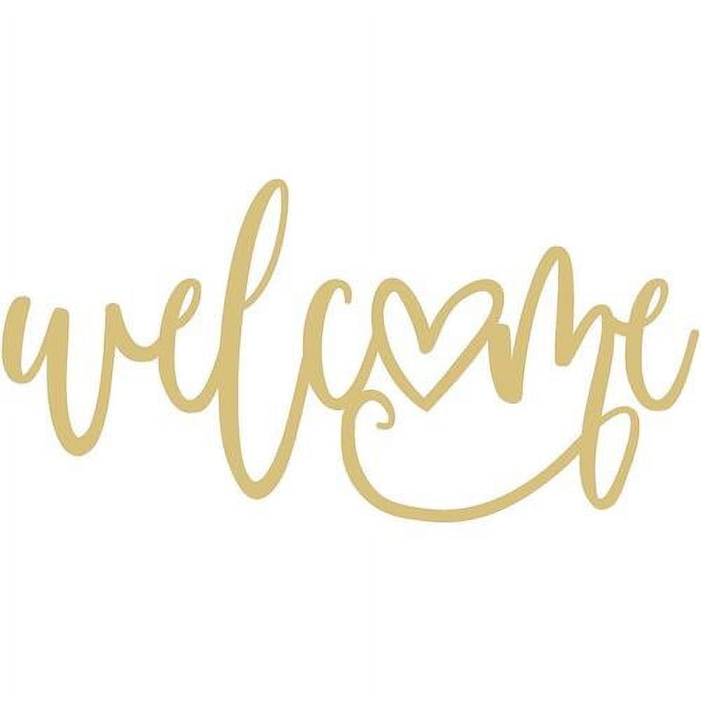 Word Welcome With Heart Cutout Unfinished Wood Welcome Sign Front Door ...