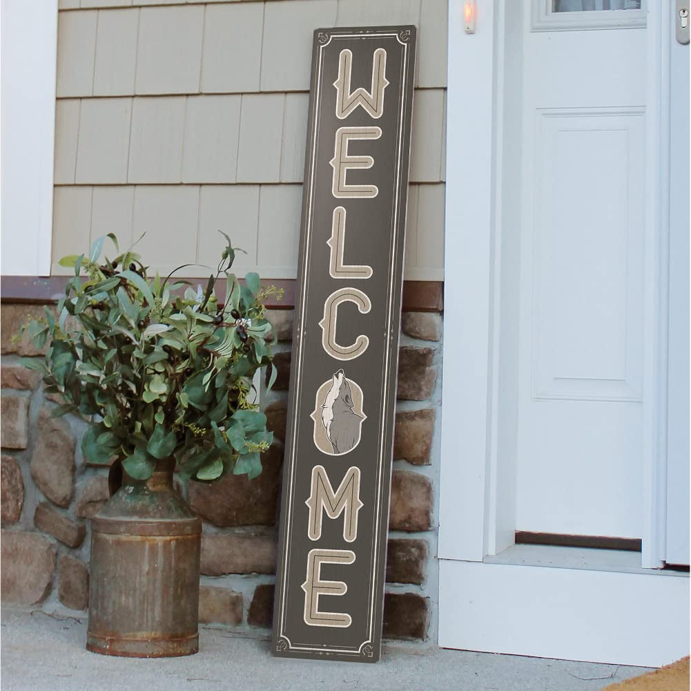 My Word! Welcome Wolf Porch Board Welcome Sign & Porch Leaner for Front ...