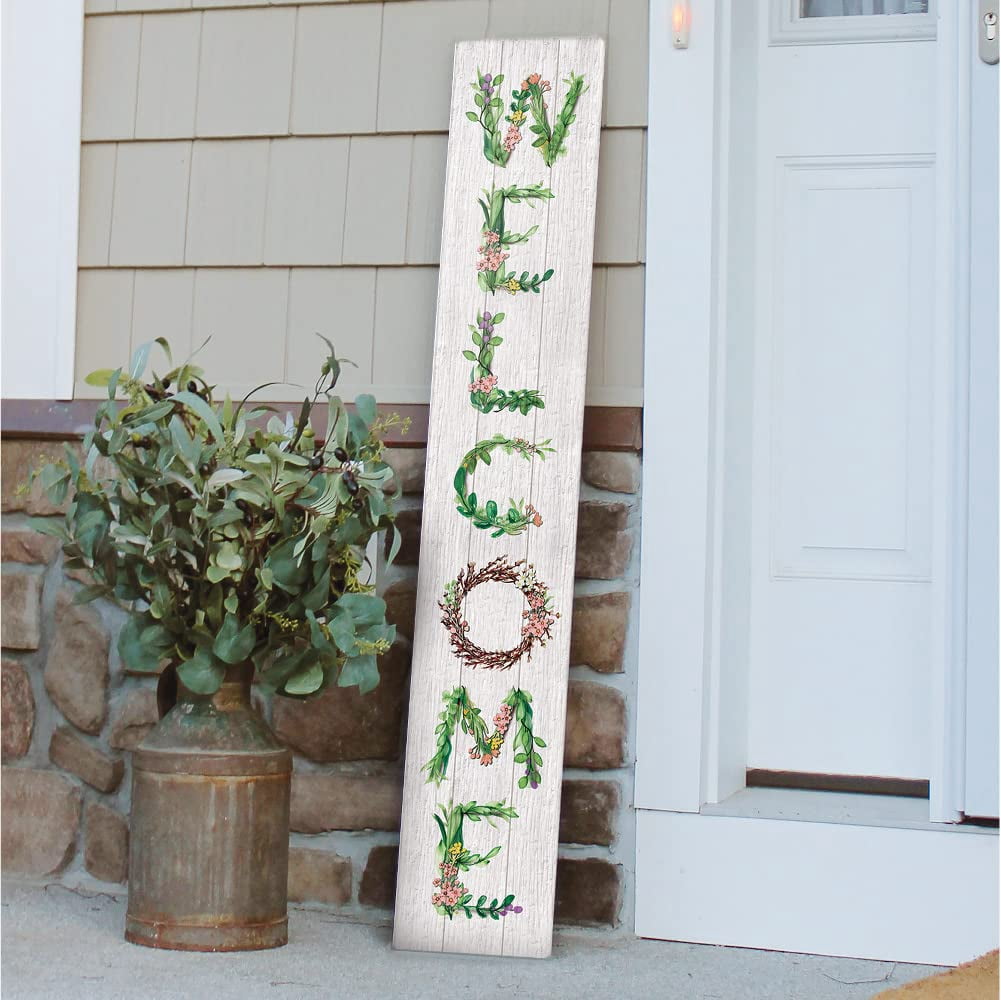 My Word! Welcome w/Floral Letters Porch Board Welcome Sign & Porch ...