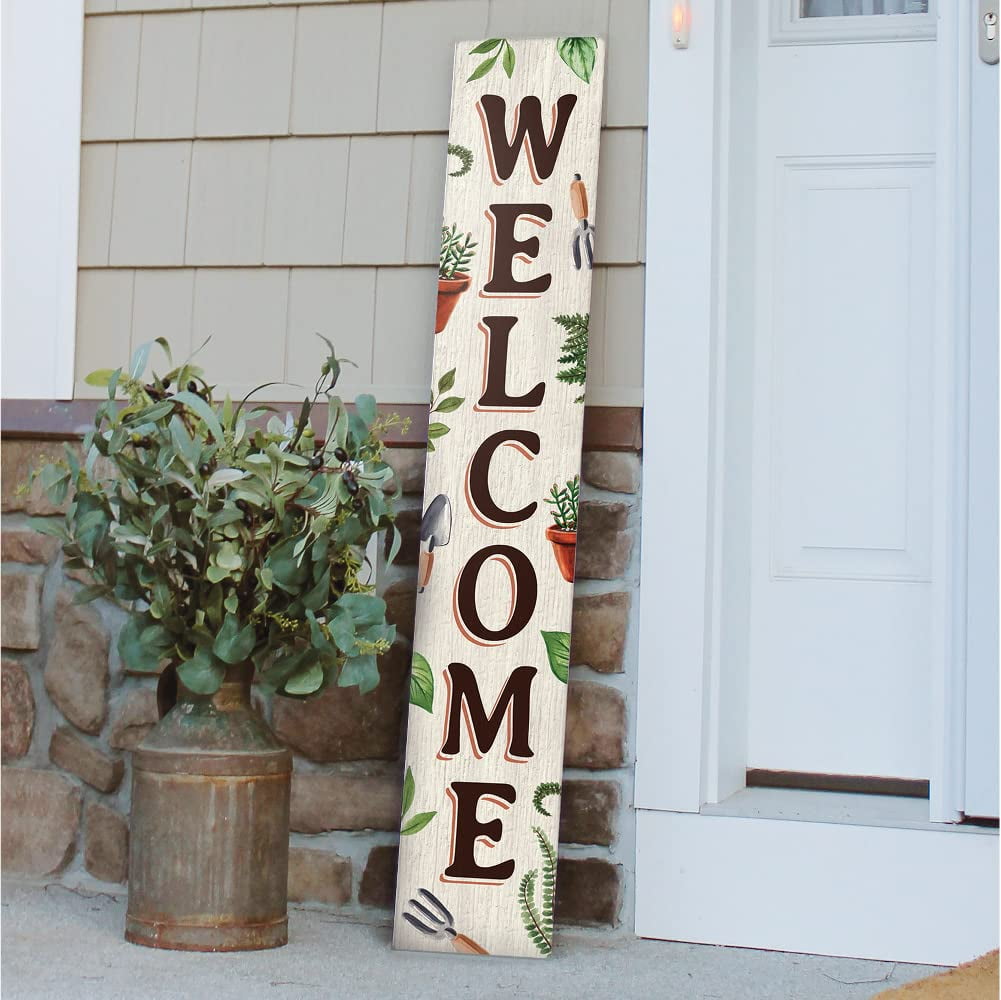 My Word! Welcome w/Garden Tools Spring Summer Porch Board Welcome Sign ...