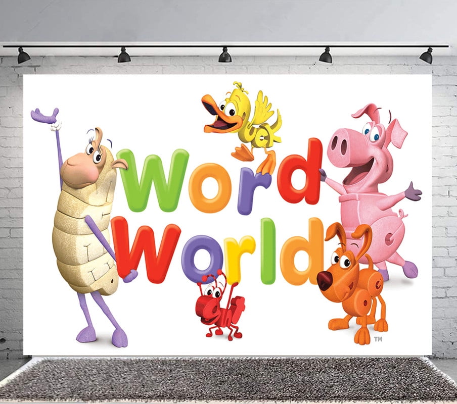 Word World Backdrop Banner Party Supplies Poster Movie Theme Background ...