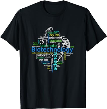 Word cloud biotech with microscope, pipette and dna T-Shirt - Walmart.com