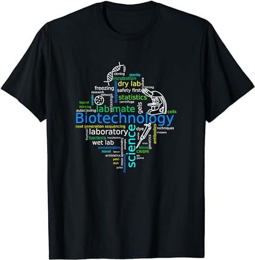 Word cloud biotech with microscope, pipette and dna T-Shirt - Walmart.com