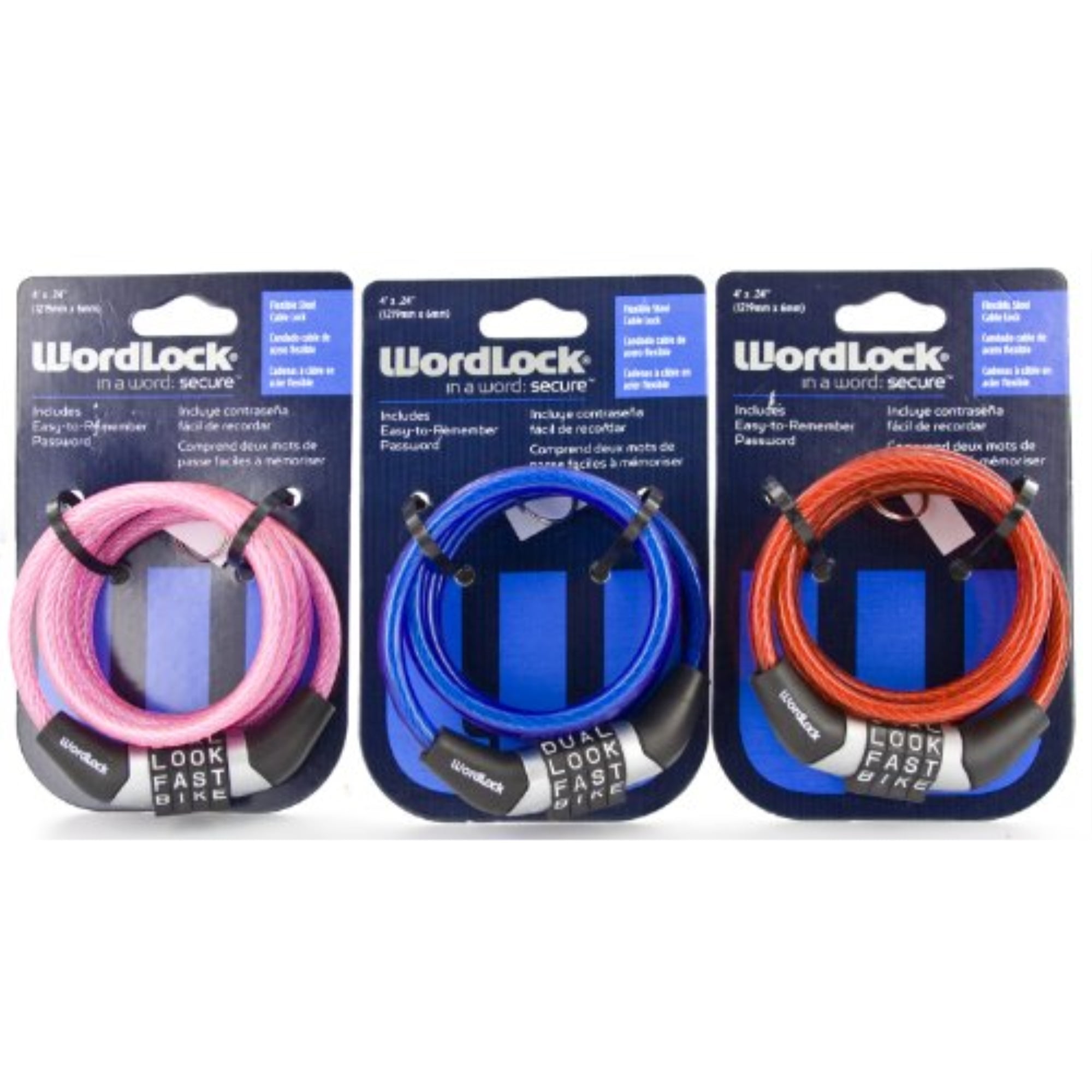 WordLock 3.8 in. H X 1.5 in. W Laminated Steel 4-Dial Combination Cable ...