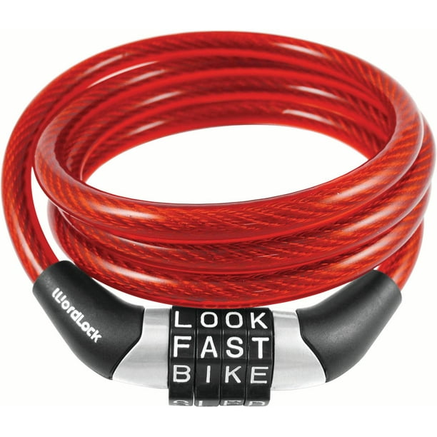 WordLock 8mm x 4 ft Cable Bike Lock- Red - Walmart.com