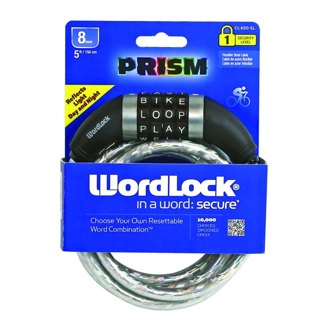 WordLock Prism Combination Bike Lock, 8MM (Silver) - Walmart.com
