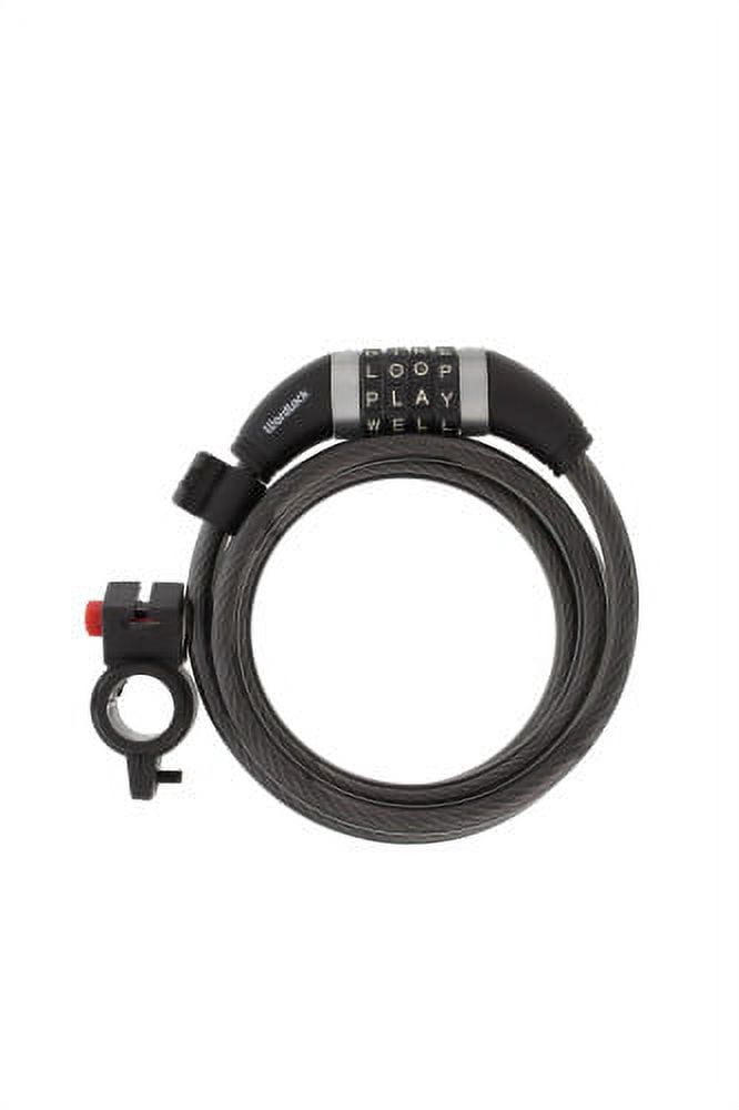 WordLock Resettable 10 mm x 5', 4-Dial Combination Cable Lock, Black ...