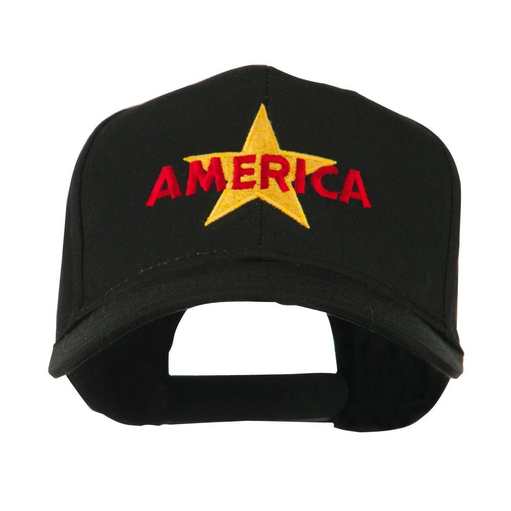 Wording of America with Star Embroidered Cap - Black OSFM - Walmart.com