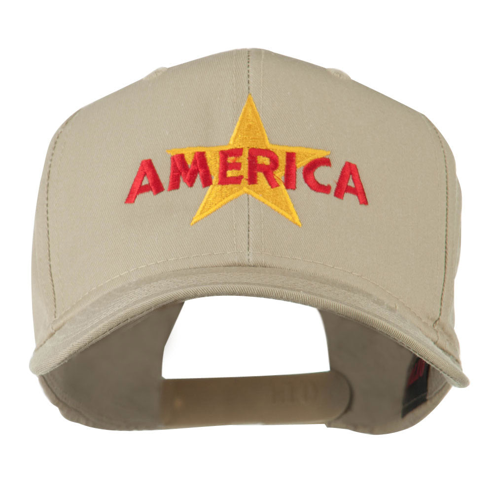 Wording of America with Star Embroidered Cap - Khaki OSFM - Walmart.com