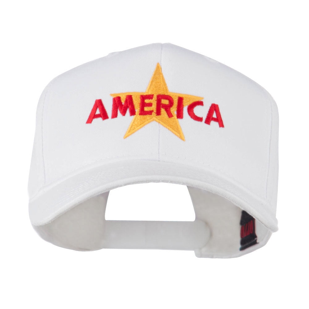 Wording of America with Star Embroidered Cap - White OSFM - Walmart.com