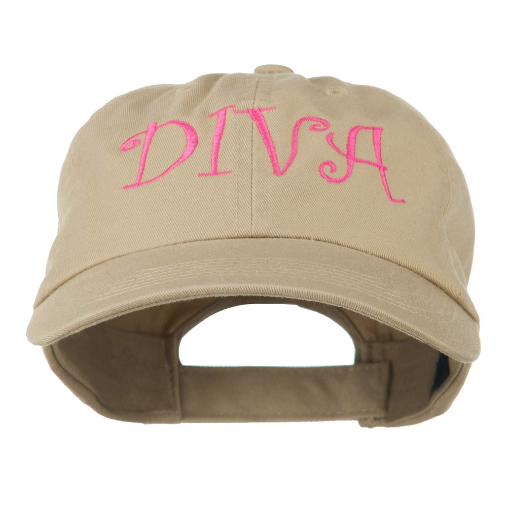 Wording of Diva Embroidered Cap - Khaki OSFM - Walmart.com