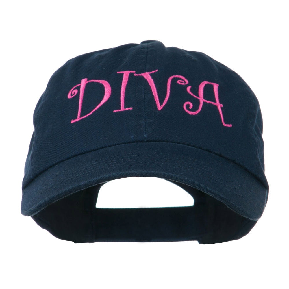 Wording of Diva Embroidered Cap - Navy OSFM - Walmart.com
