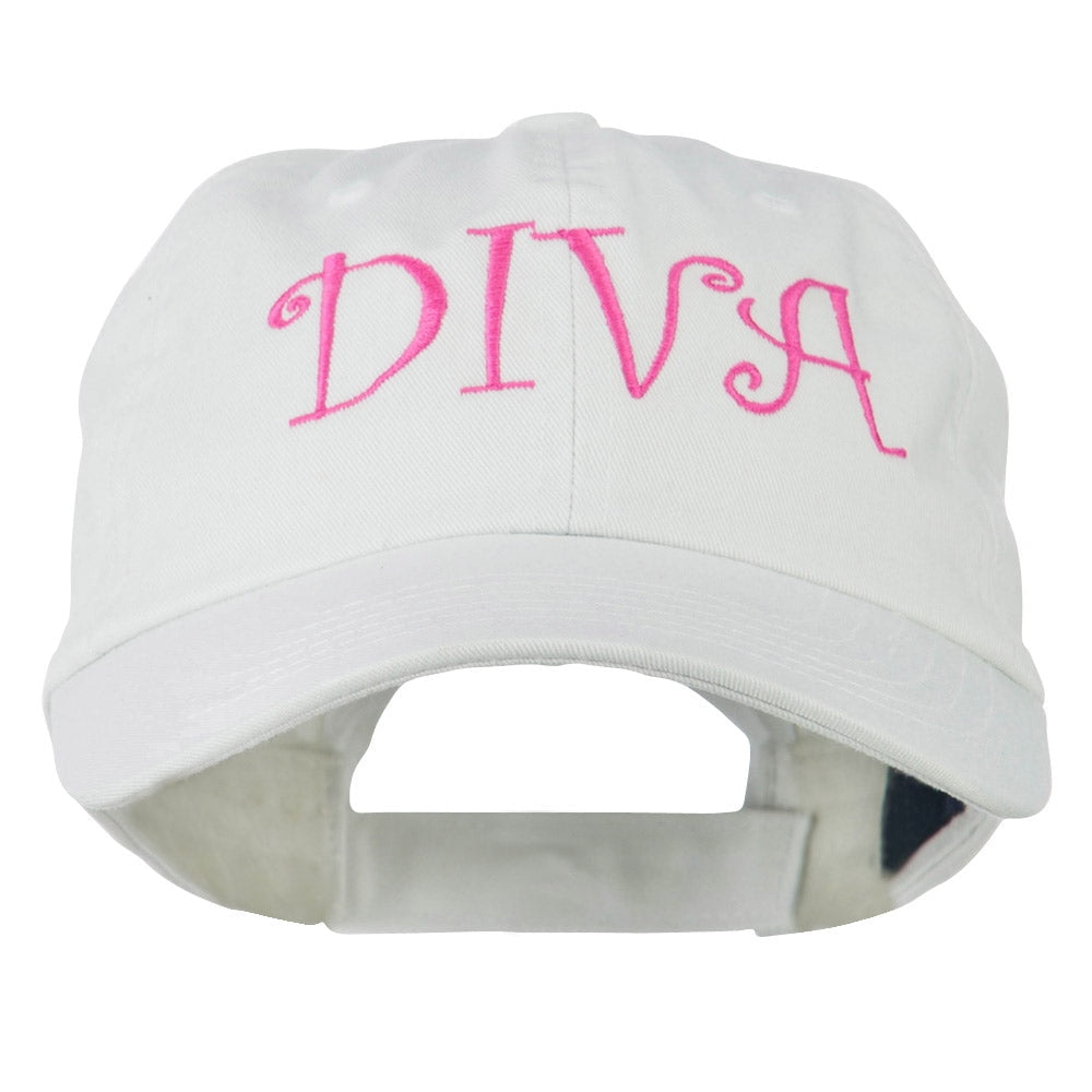 Wording of Diva Embroidered Cap - White OSFM - Walmart.com