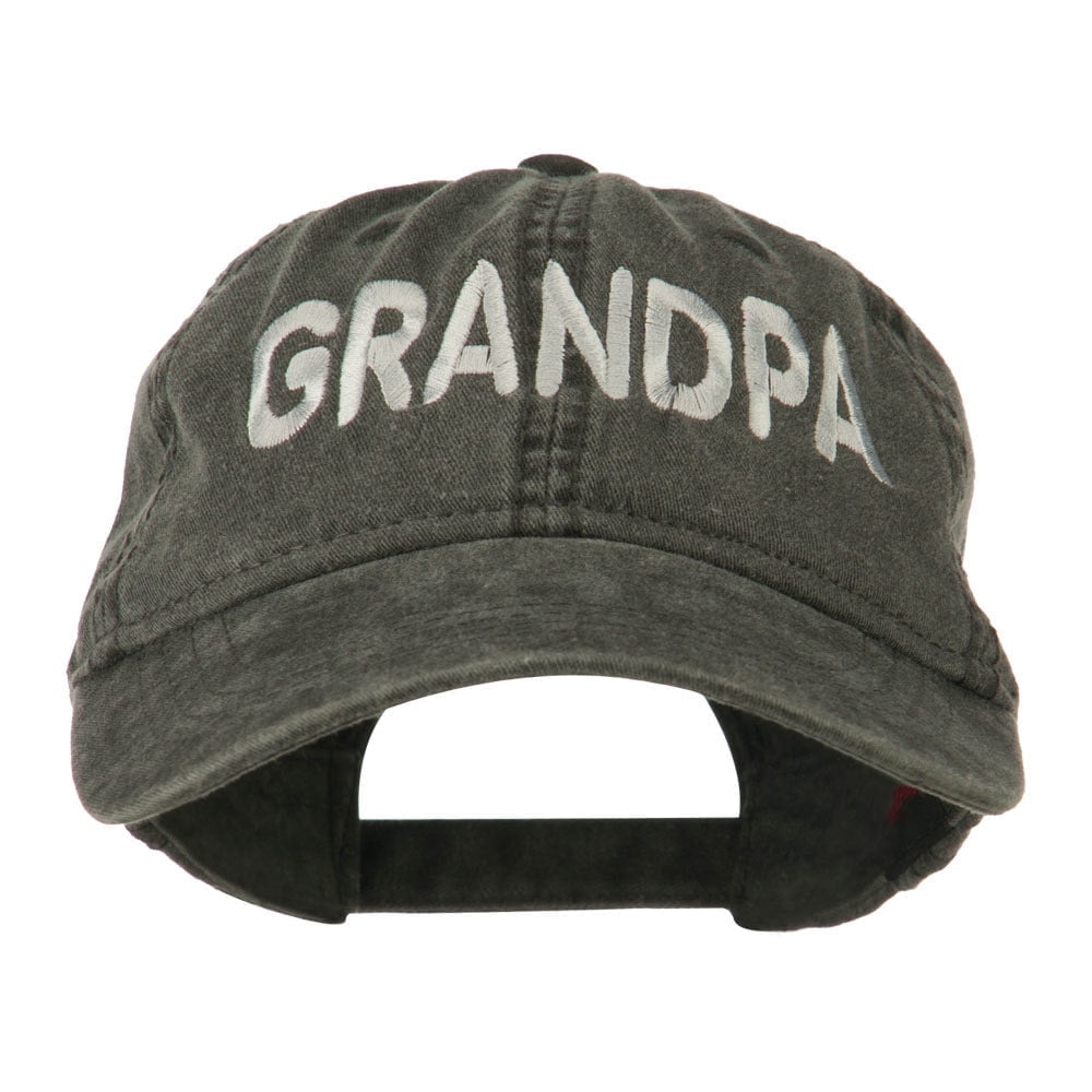 Wording of Grandpa Embroidered Washed Cap - Black OSFM - Walmart.com