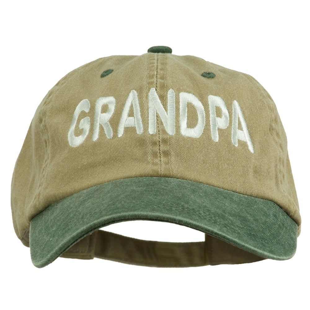 Wording of Grandpa Embroidered Washed Two Tone Cap - Khaki Green OSFM ...