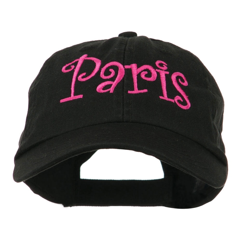 Wording of Paris Embroidered Cap - Black OSFM - Walmart.com