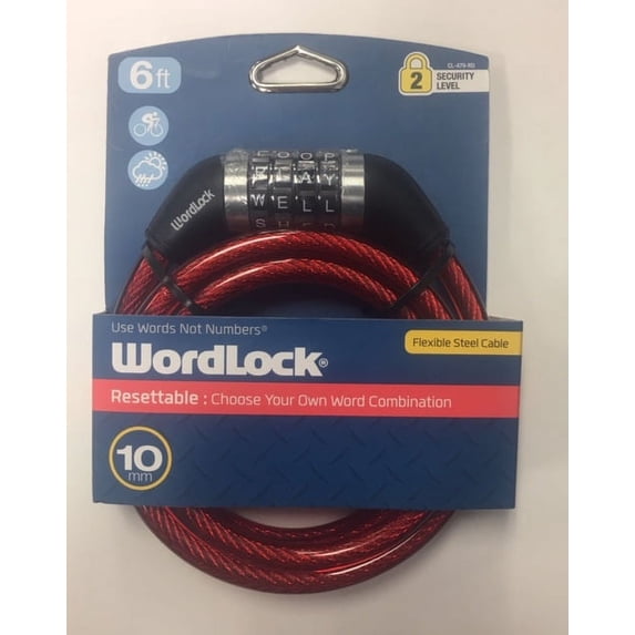 Wordlock 10mm Bike Lock Red - Walmart.com