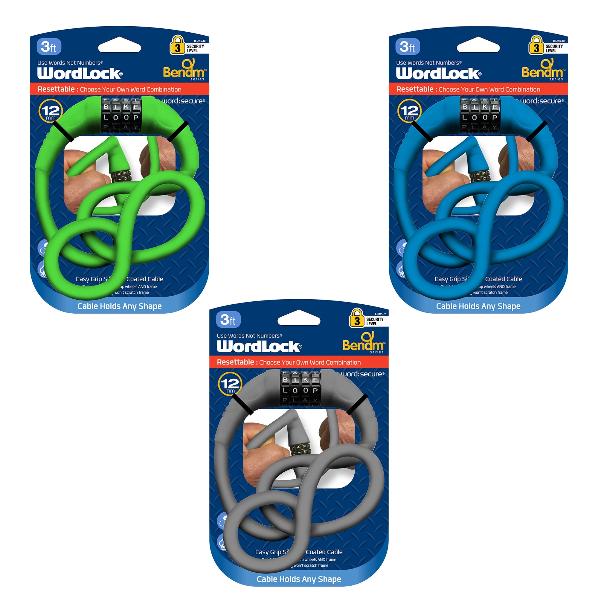 Wordlock Bendm Cable Lock 3ft - Wordlock Store - Walmart.com