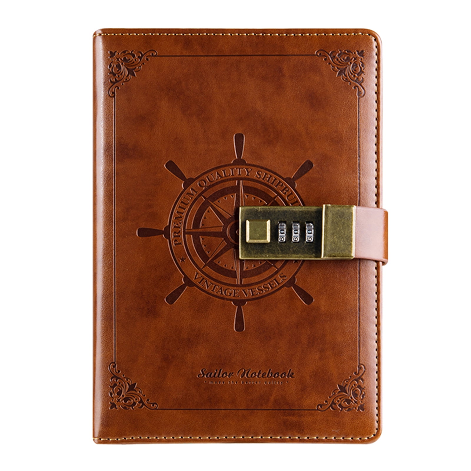 Wordpad,Pu Cover Combination Lock Journal Notebook Lock Diary With ...