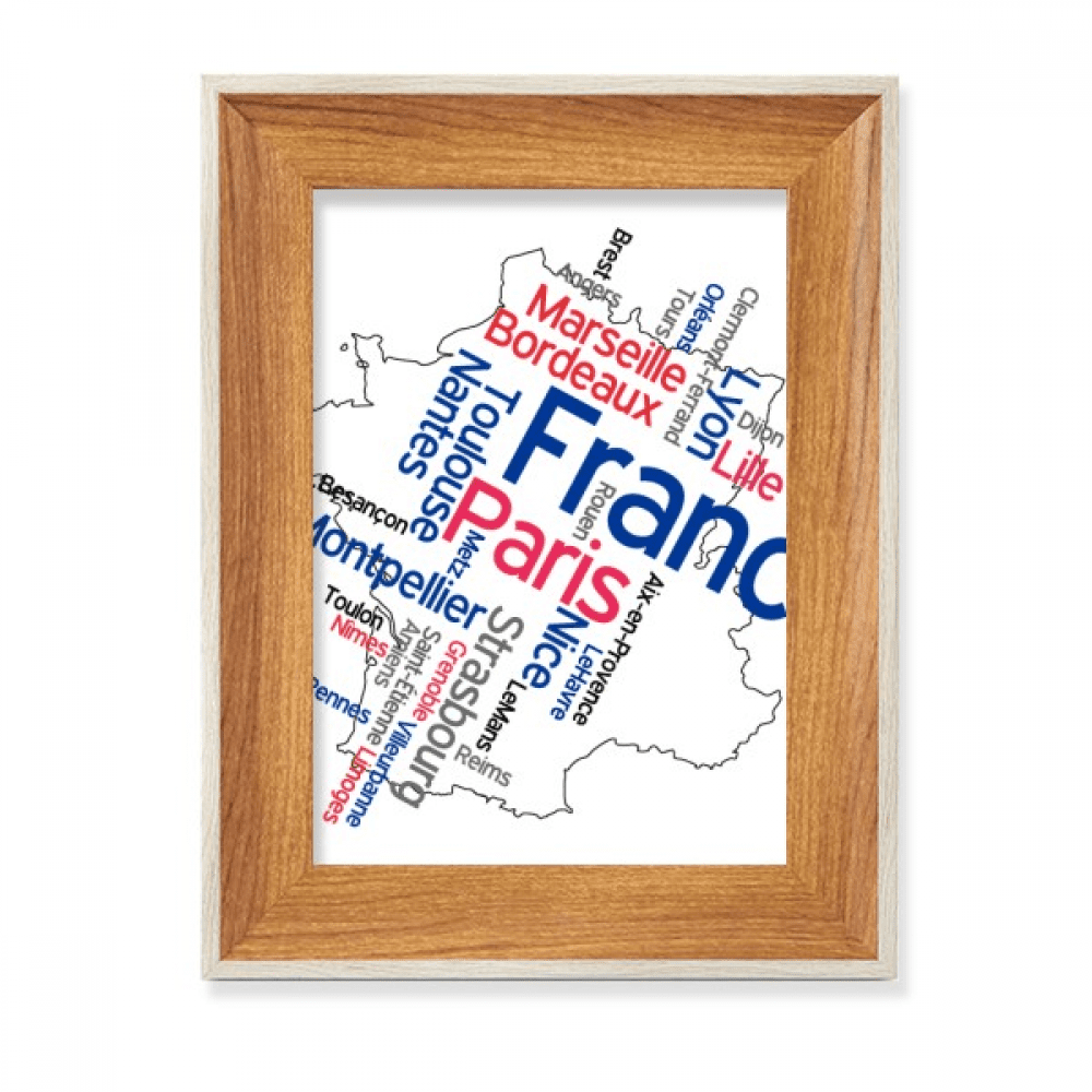Words City Name France Mark Map Desktop Wooden Photo Frame Display ...