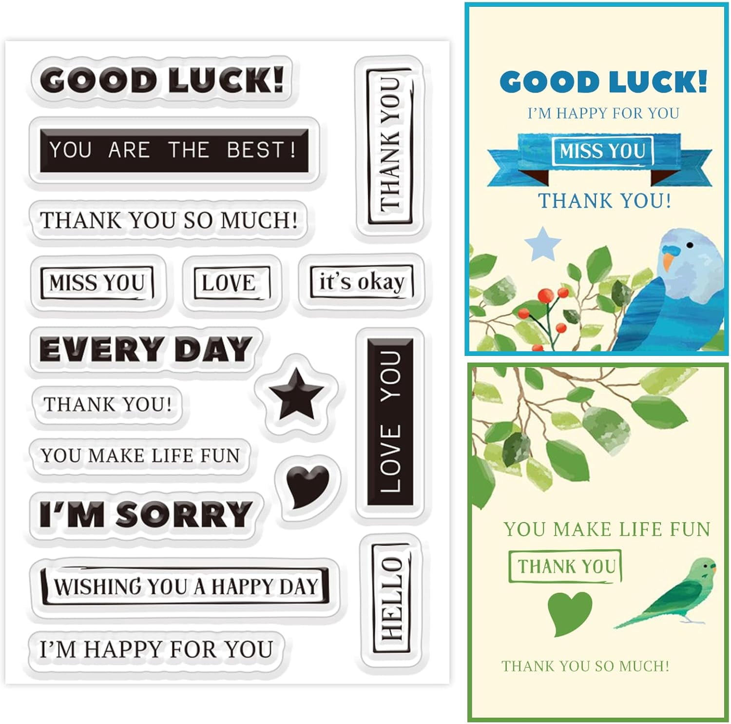 Words Daily Phrase Silicone Clear Stamps with Inspiration Greeting ...