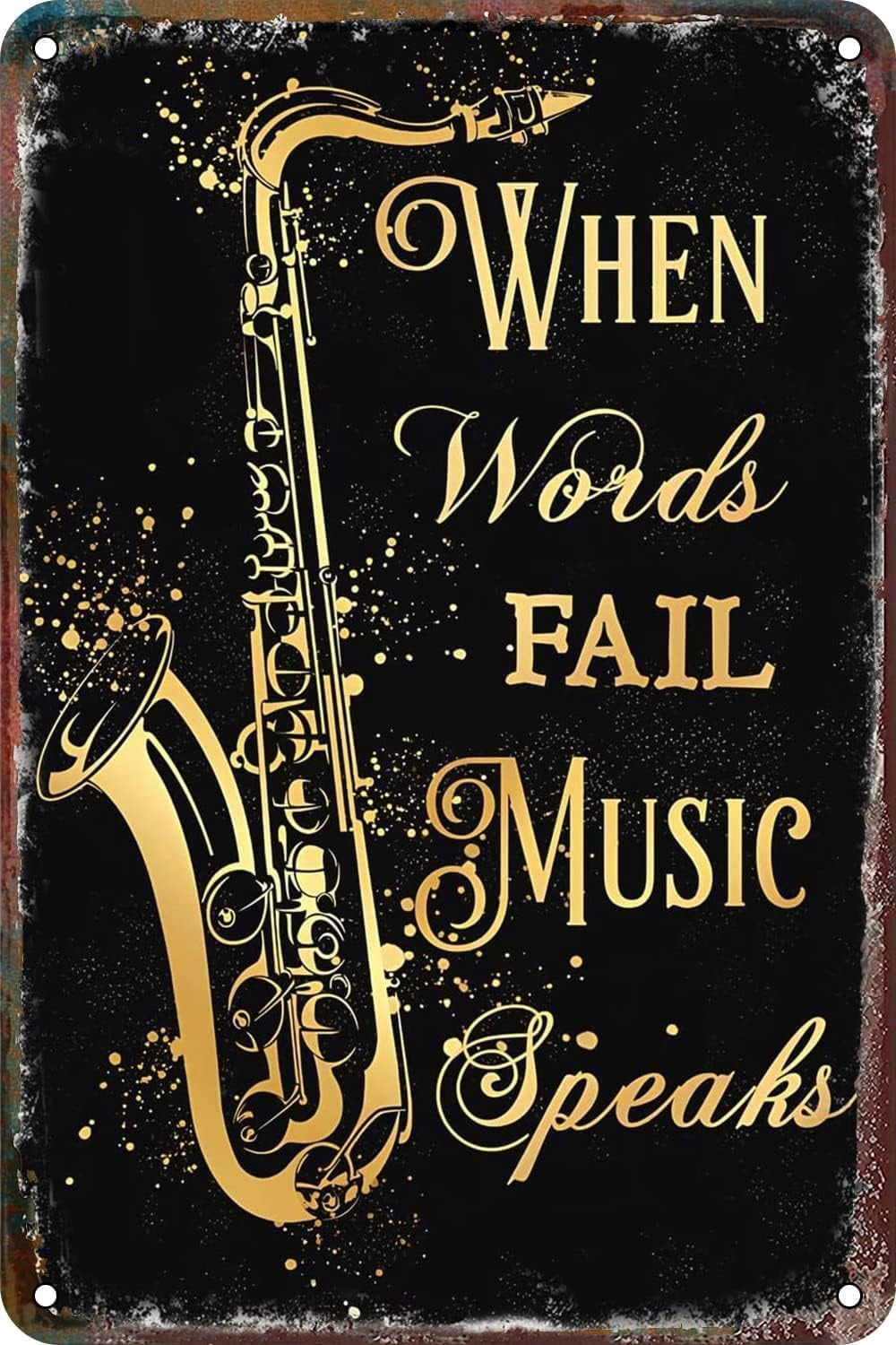 When Words Fail Music Speaks Vintage Metal Aluminum Tin Sign Door Signs ...