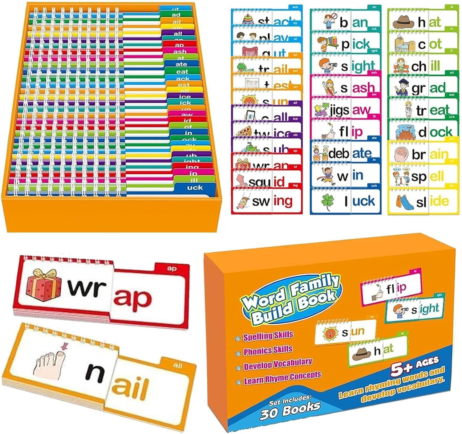 Words Family Build Book, 30 Read and Rhyme Books & Word Family Build ...