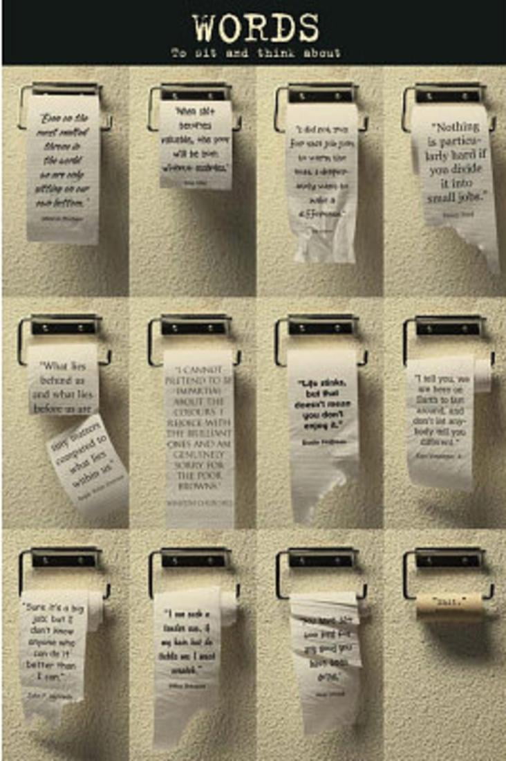 Words On Toilet Paper, Motivational Art Poster Print Poster 24x36 Sold ...
