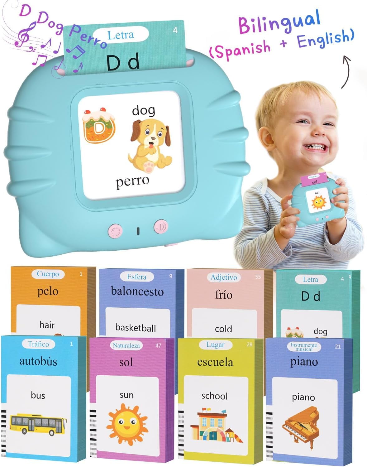 Words Spanish English Bilingual Talking Flash Cards for Toddlers ...
