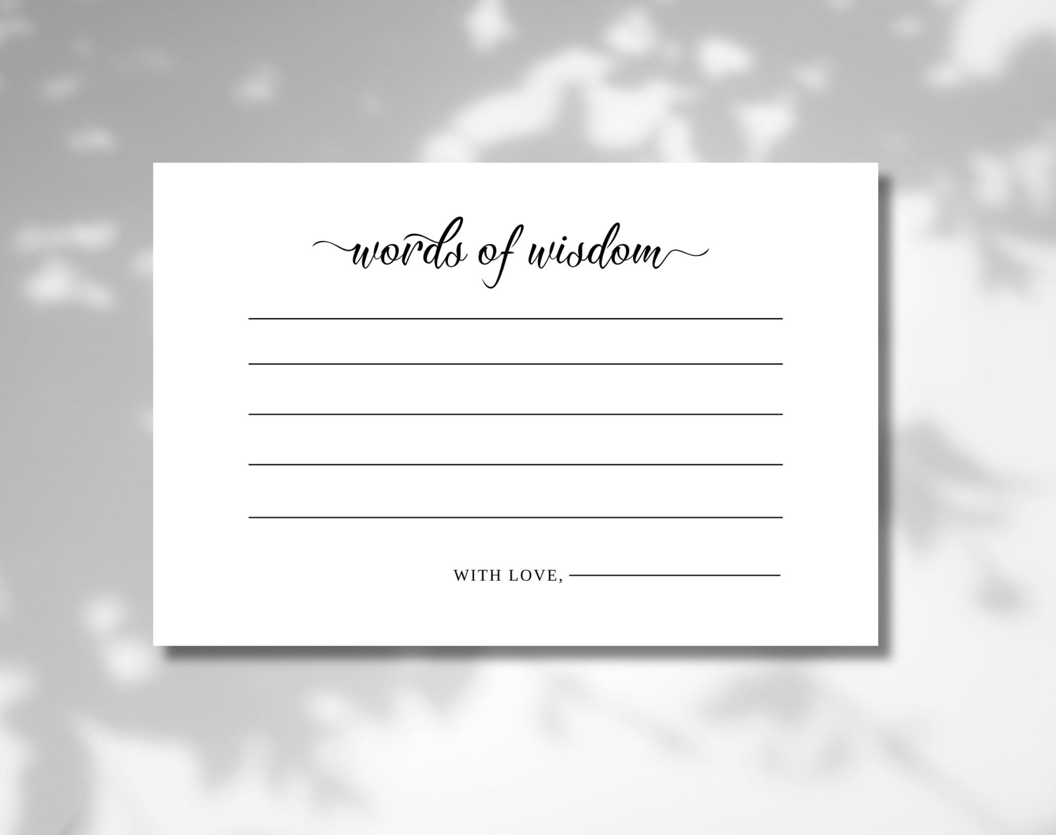 Words of Wisdom Card (50 Cards) 4" x 6" - Blank Advice Cards for ...