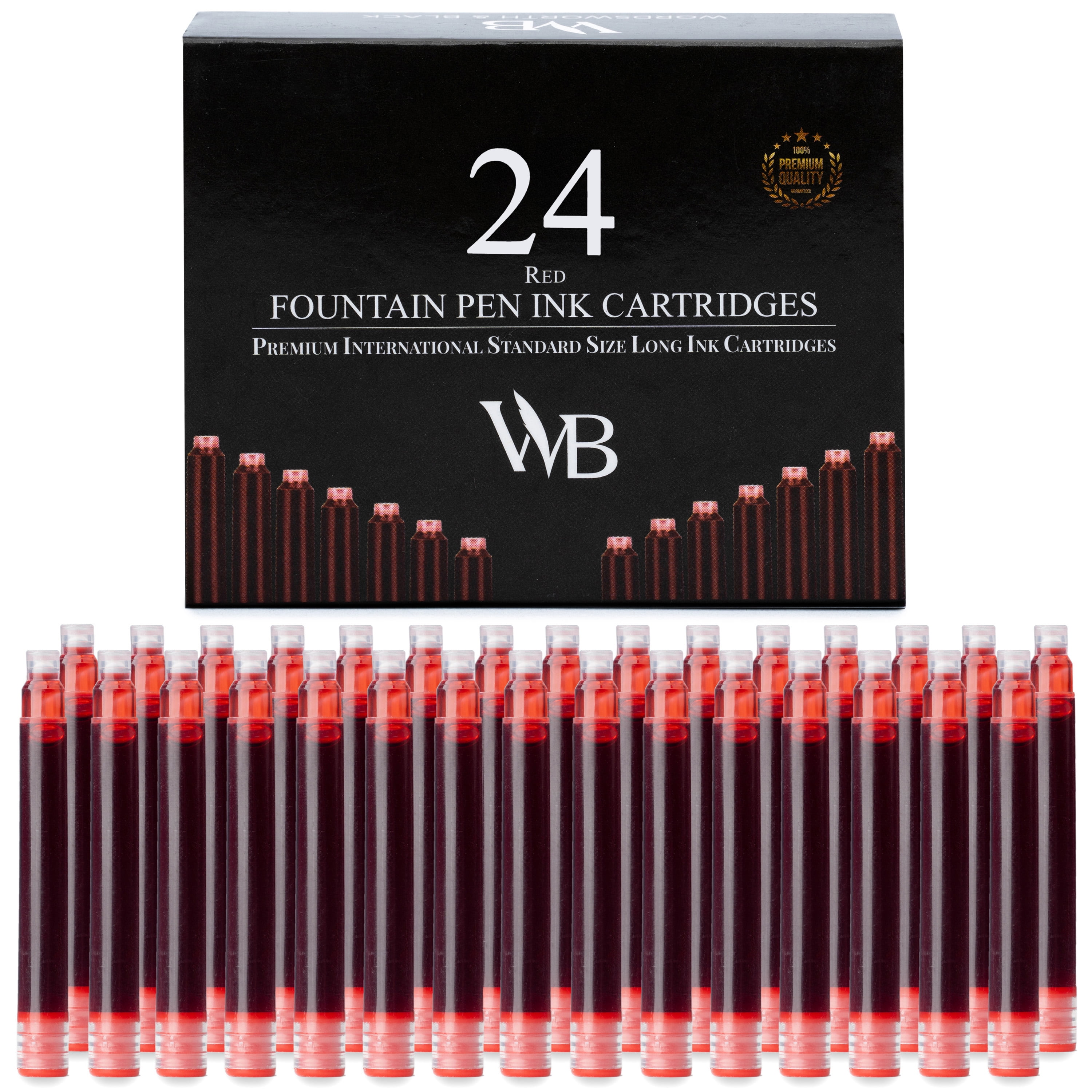 Wordsworth & Black 24 Pack Fountain Pen Ink Refills - Set of 24 Red Ink ...