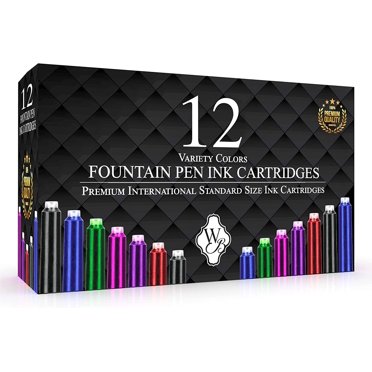 Wordsworth & Black 24 Pack Fountain Pen Ink Refills Black Ink ...