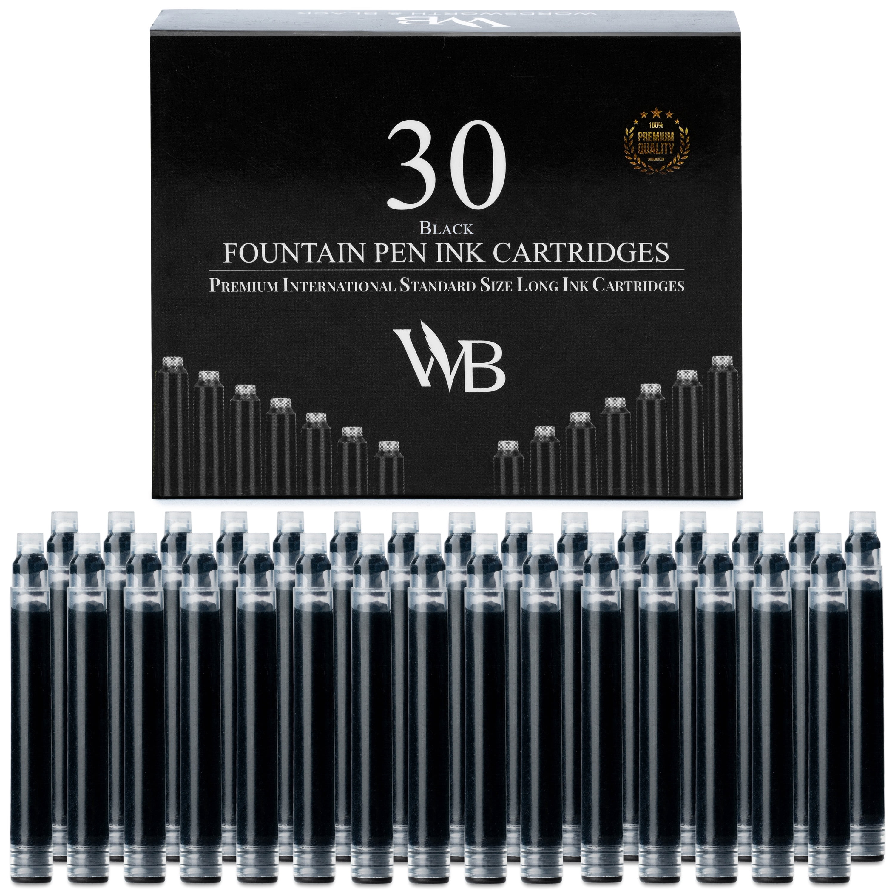 Wordsworth & Black Fountain Pen Ink Refills - 30 Black Ink Cartridges ...