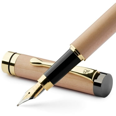 BEILUNER Black Fountain Pen,Stunning Luxury Pen,24K Gilded Nib(Medium ...
