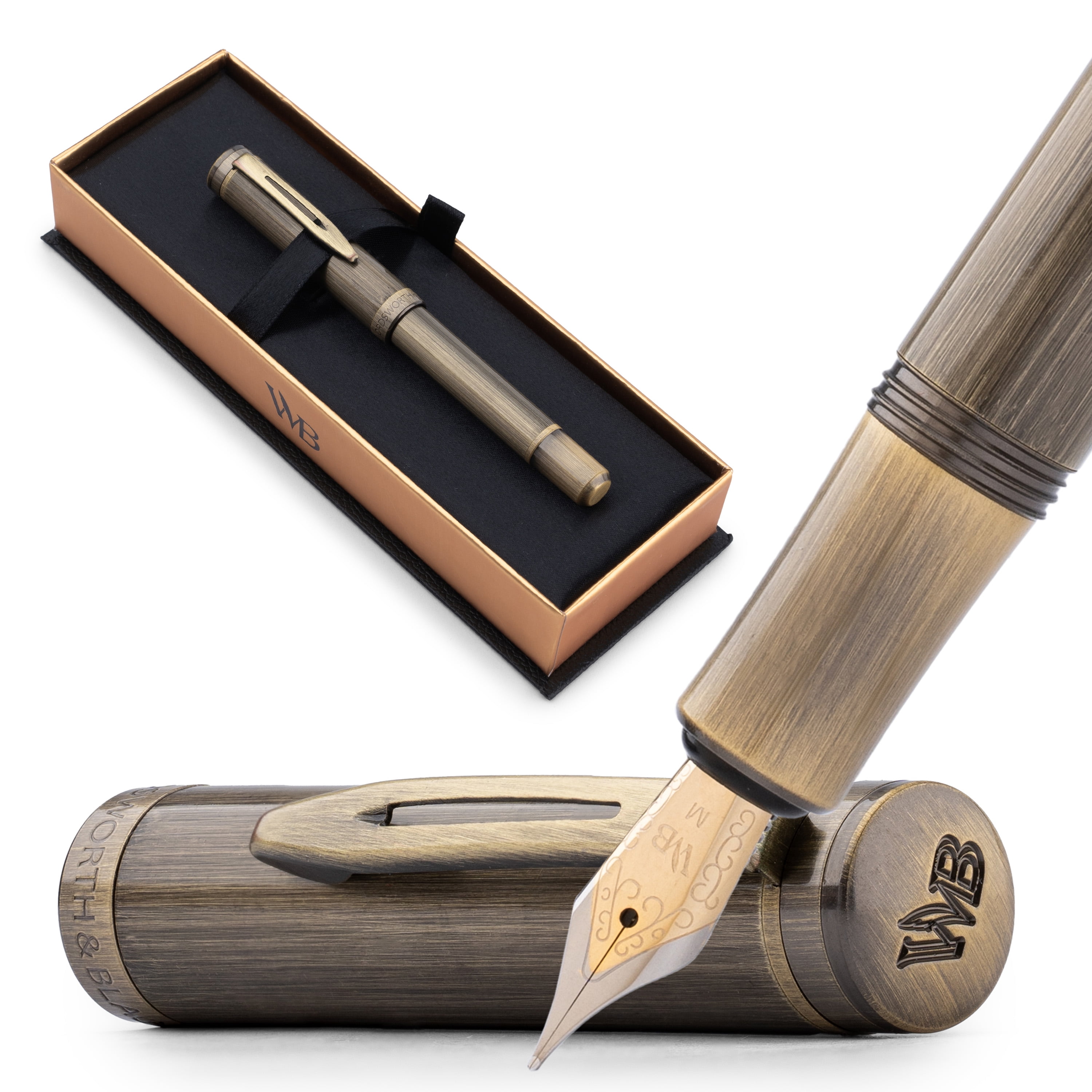 Wordsworth and Black Fountain Pen Mini EDC Luxury Bronze Heavy Pocket ...