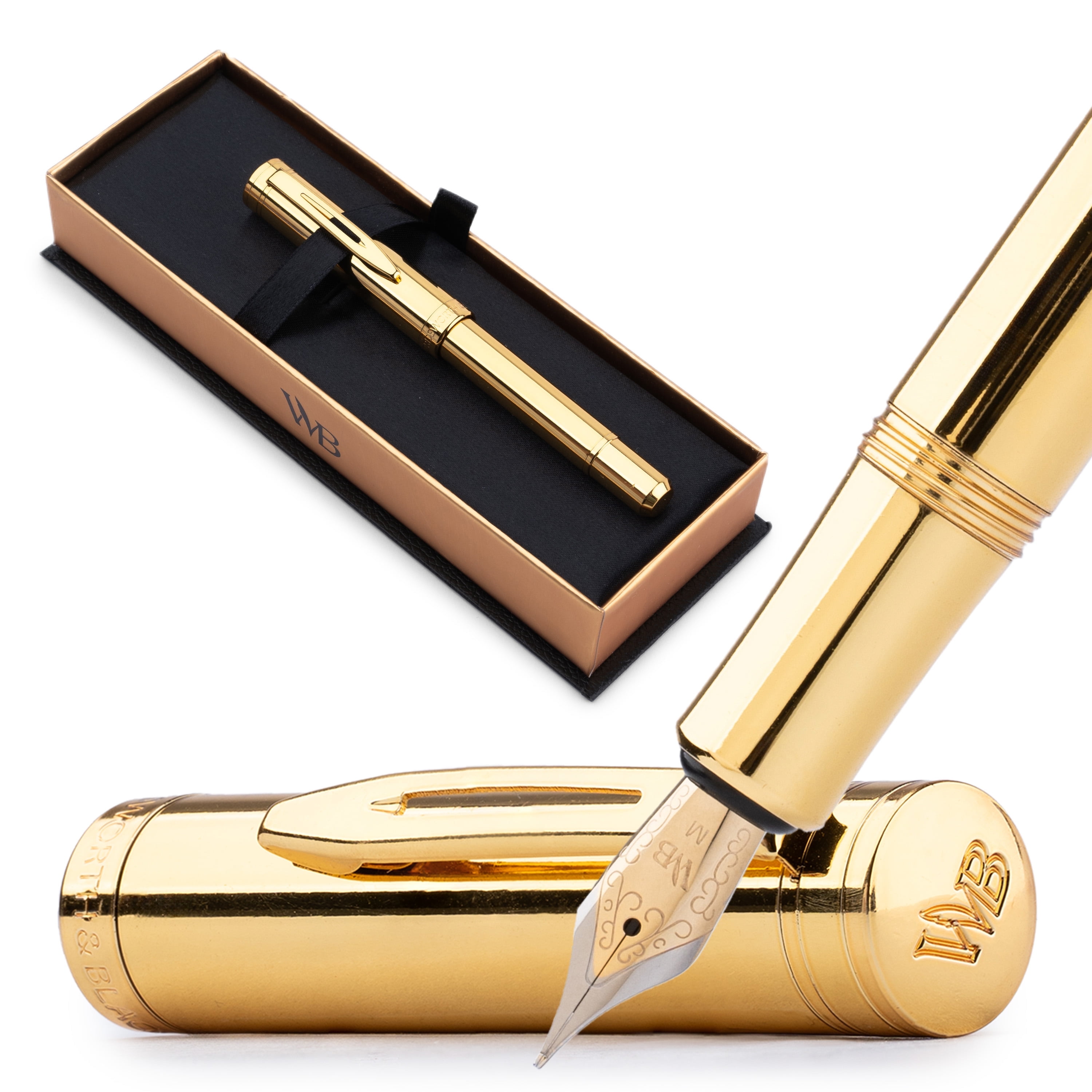 Wordsworth and Black Fountain Pen Mini EDC Luxury Gold Heavy Pocket Pen ...