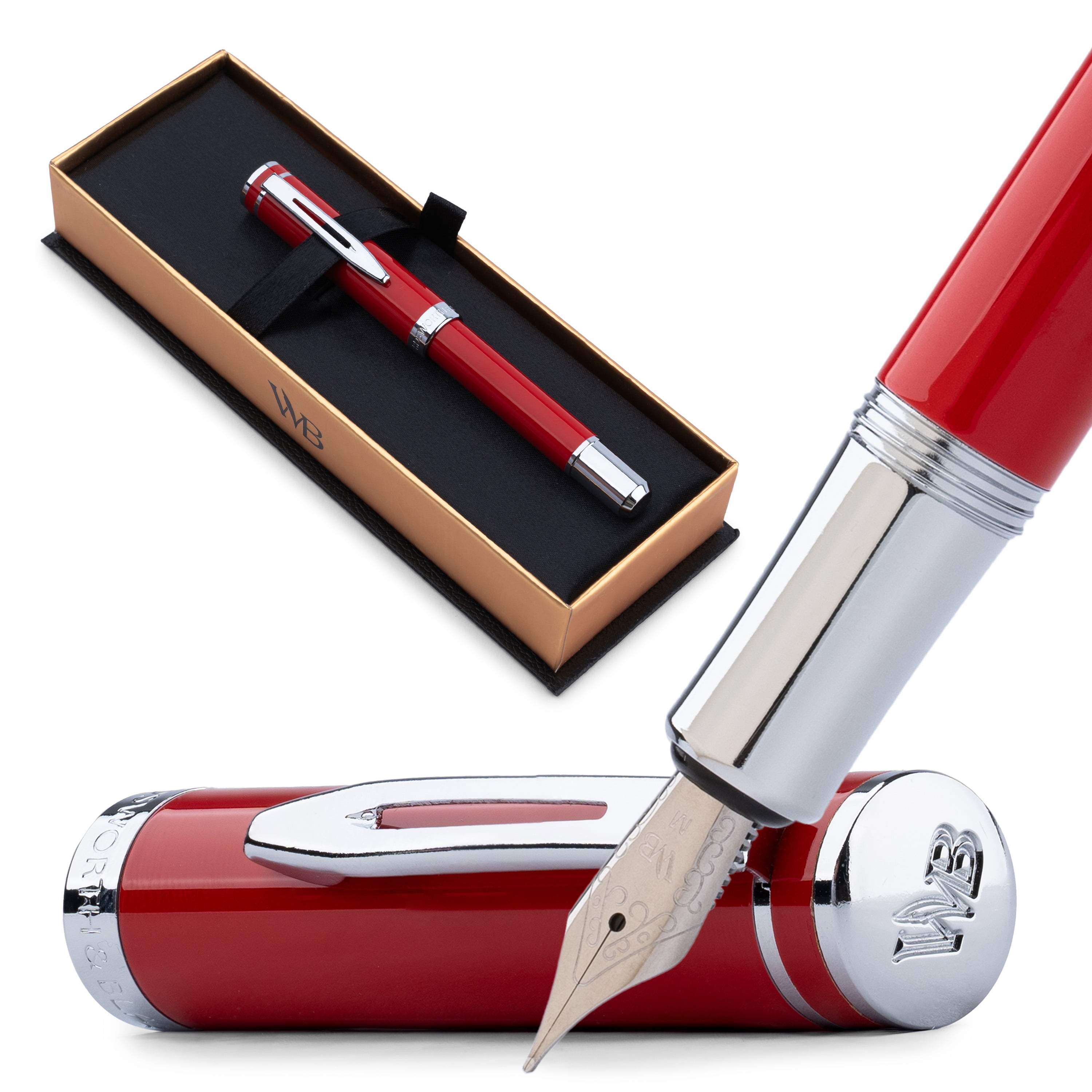 Wordsworth and Black Fountain Pen Mini EDC Luxury Red Heavy Pocket Pen ...