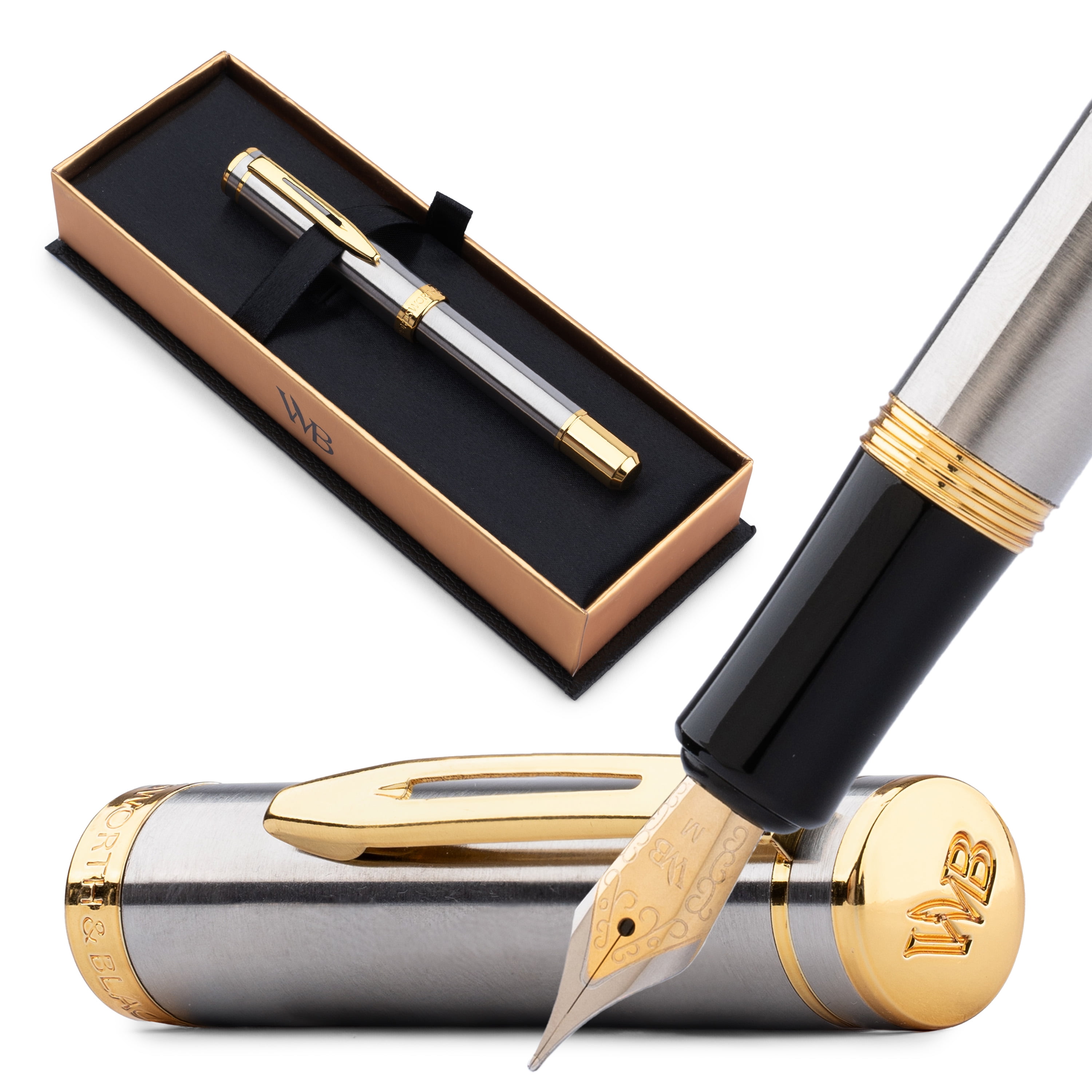 Wordsworth and Black Fountain Pen Mini EDC Luxury Silver Heavy Pocket ...