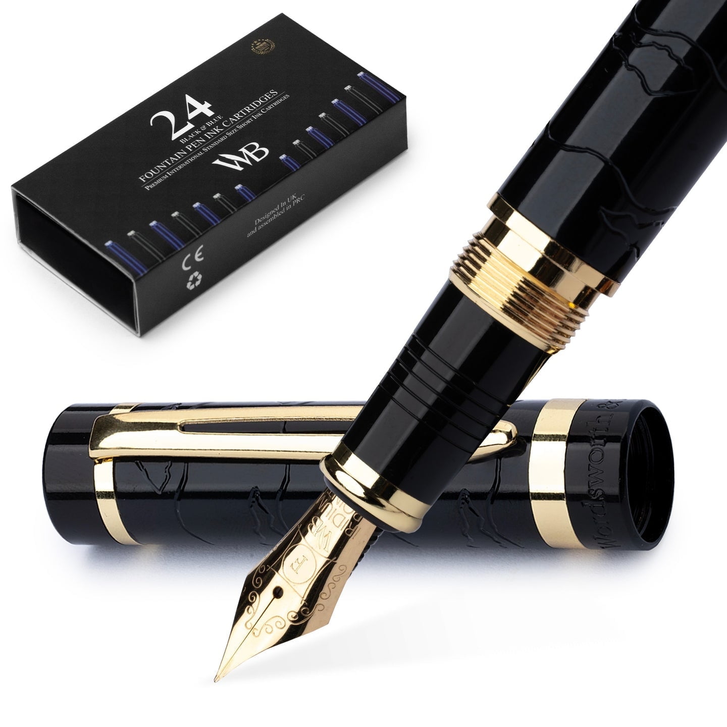 Wordsworth & Black Primori Fountain Pen Set [Black Gold]; Fine Nib ...