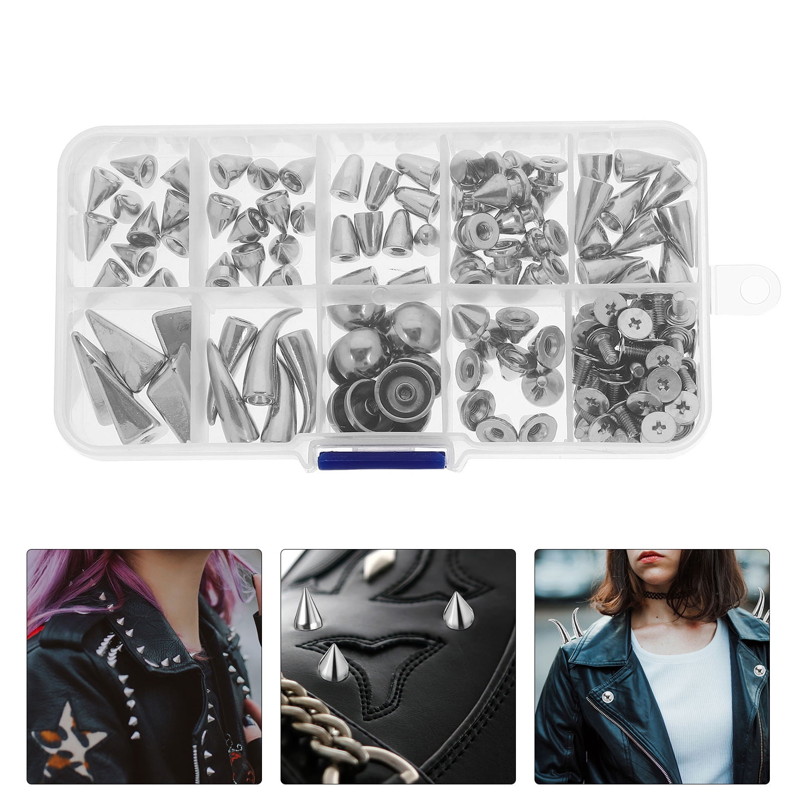 Worgeous 1 Box of Leather Clothing Cone Spikes Belt Bag DIY Alloy ...