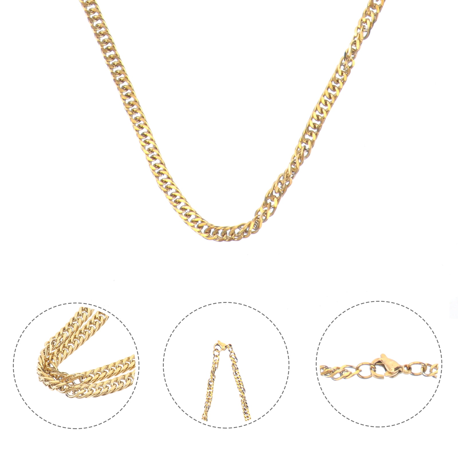 Worgeous 1 Pc Chain Men Golden Titanium Steel Cuban Link Design for Hip ...