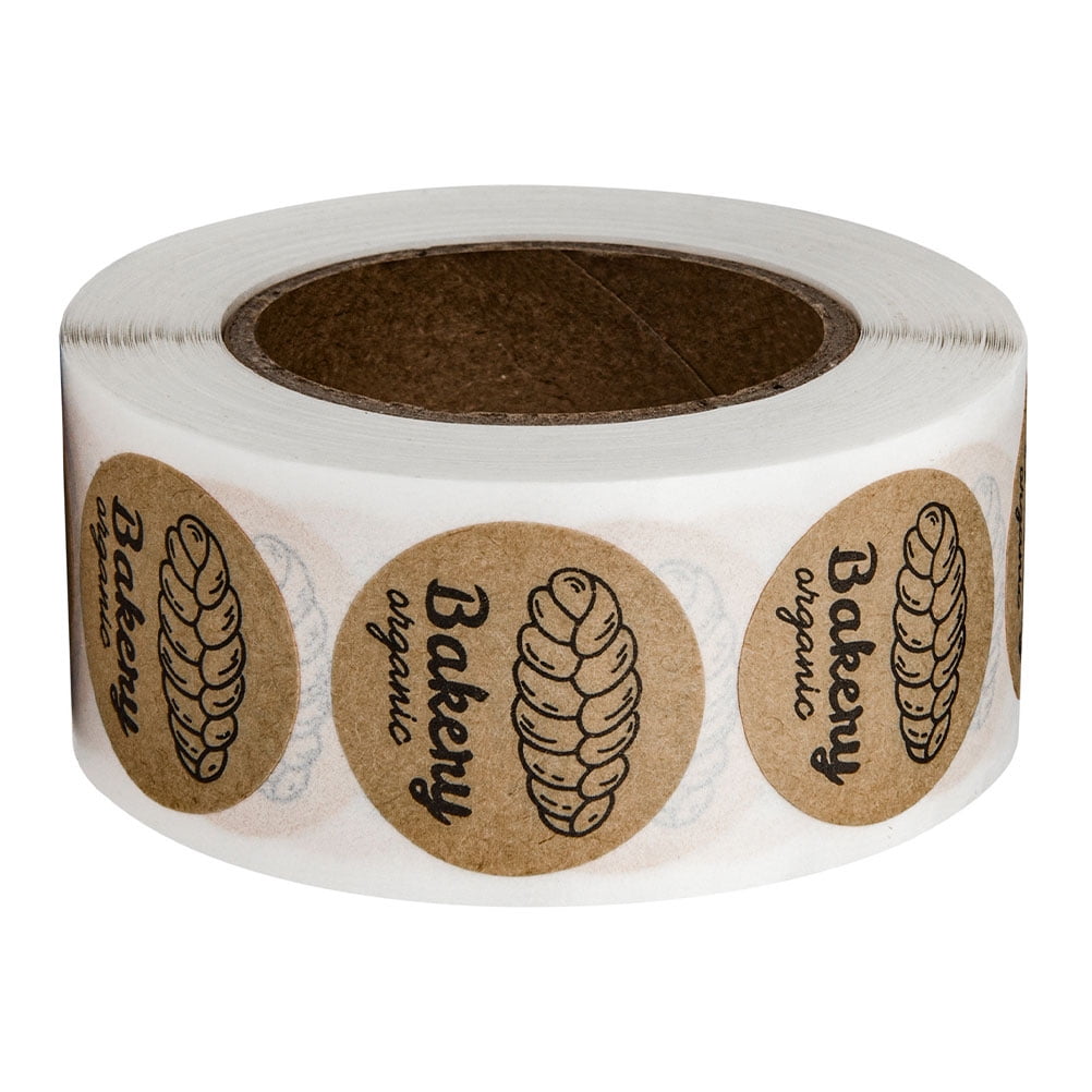 Worgeous 1 Roll/500pcs Scrape Sticker Kraft Paper Business Label Food ...