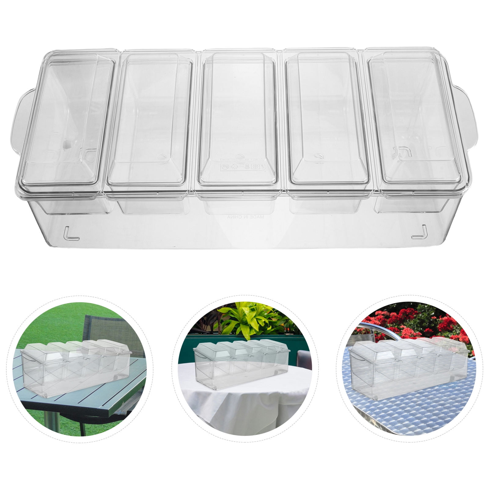 Worgeous 1 Set Chilled Condiment Server with Lids 5 Removable ...